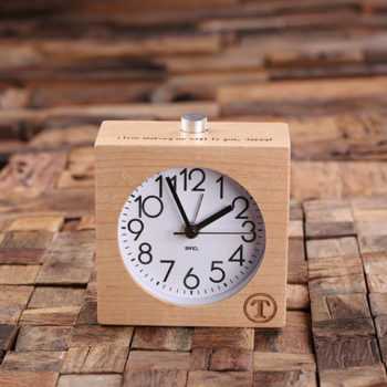 Personalized Wood Quartz Alarm Clock with Engraved Quote - Teals ...