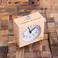 Personalized Wood Quartz Alarm Clock with Engraved Quote - Teals ...