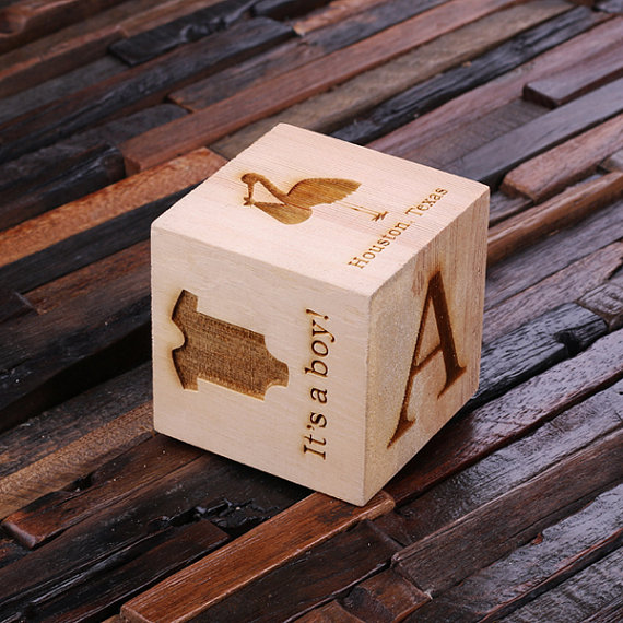 Personalized 3” Baby Block Cubes Decorative Newborn Gift - Teals ...