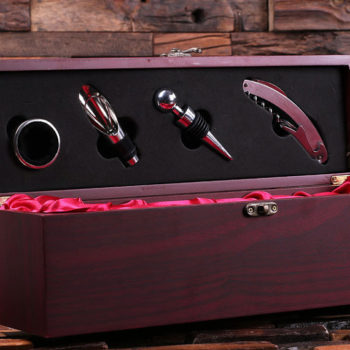 Personalized 5-PC Wine Case & Stainless-Steel Accessory Set - Teals ...