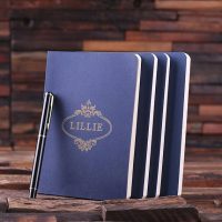 Personalized 80-Page Unlined Portfolio Journal in Blue - Teals Prairie ...