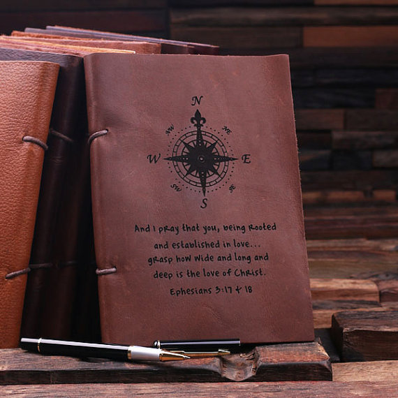 Personalized Compass Design Leather Notebook Journal Diary