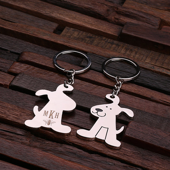 Personalized Polished Stainless-Steel Dog Charm Keychain - Teals ...