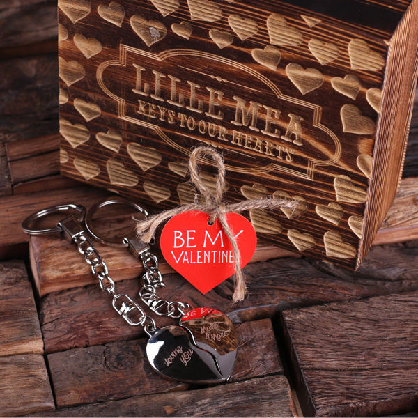 Personalized Valentine’s Day Half Heart Keychain Set - Teals Prairie & Co.®