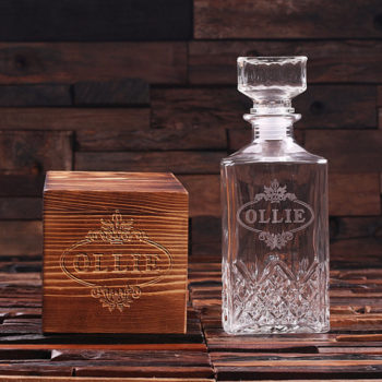 Personalized Whiskey Decanter with Keepsake Wood Gift Box - Teals ...