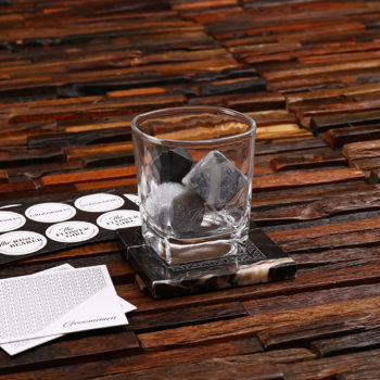 Personalized Whiskey Glass, Stones & Marble Coaster Set - Teals Prairie ...
