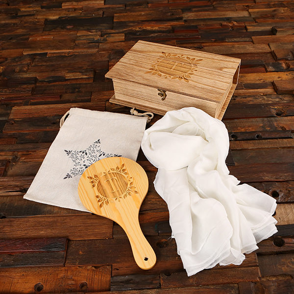 Personalized Natural Wood Mirror, Cotton Shawl & Hinged Eco-Friendly ...